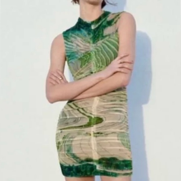 Zara | Dresses | Nwot Zara Green Bodycon Mini Dress Small | Poshmark